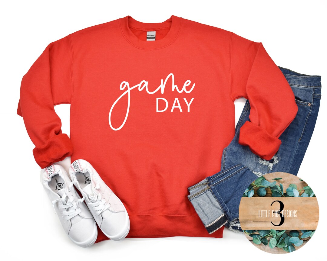 Red and White Game Day Sweatshirt Long or Short Sleeve T-shirt - Etsy