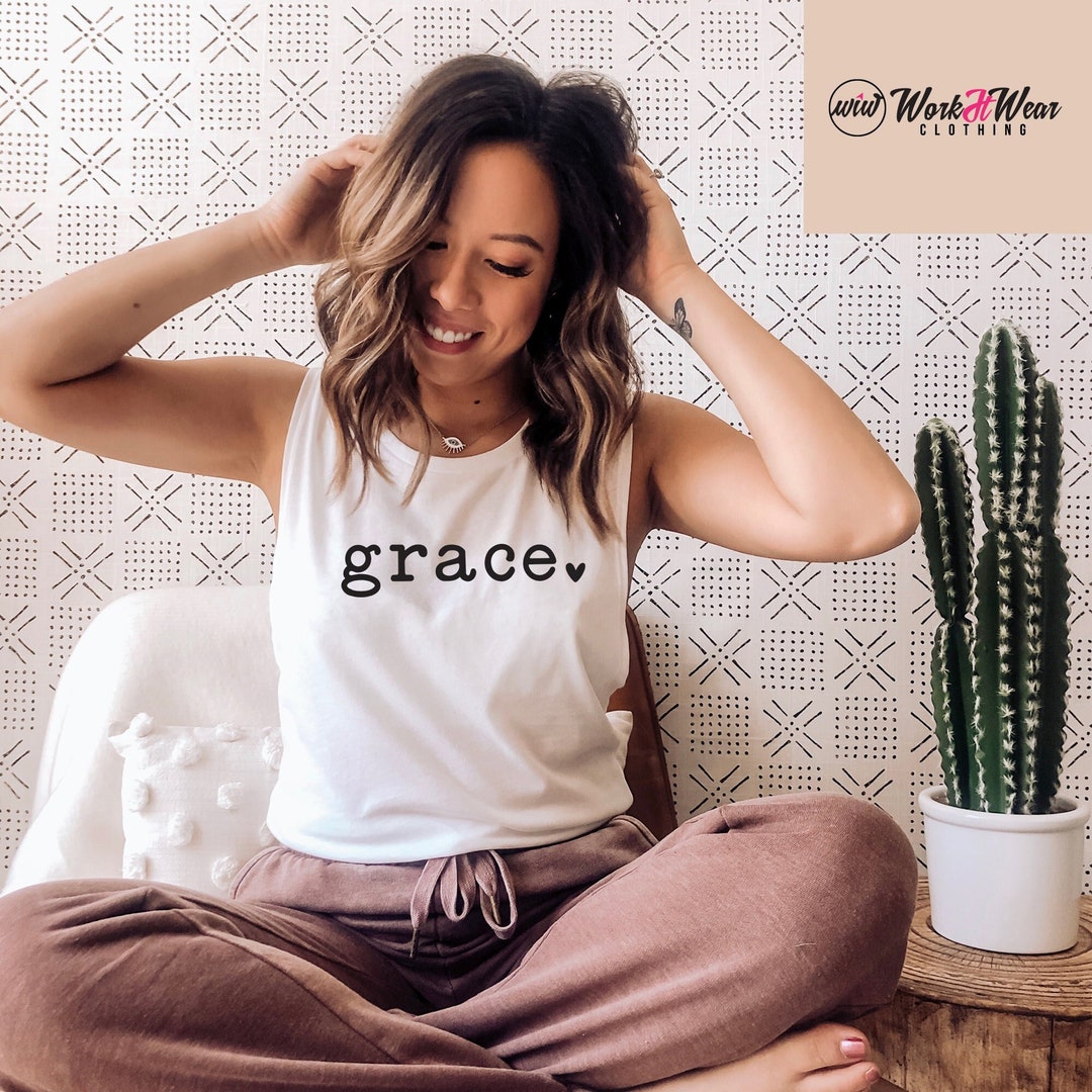 Workout Tank. GRACE Tank Top. Saved by Grace. Christian Shirt. Fueled ...