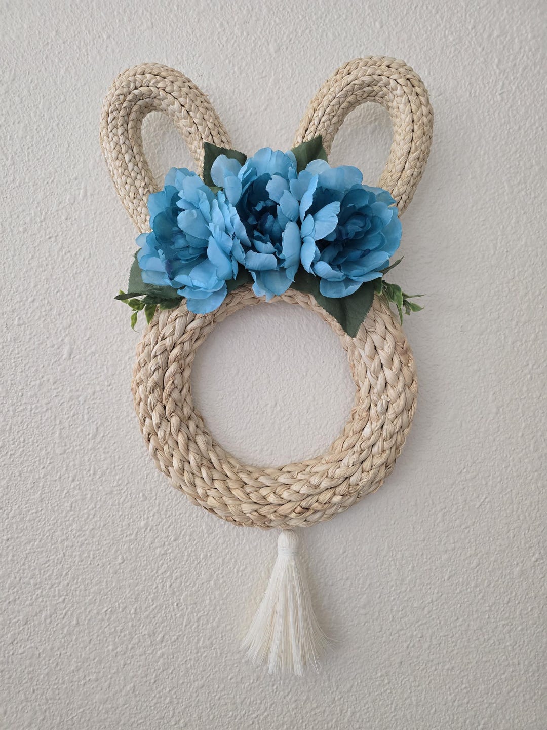 Straw Bunny Head Wreath - Etsy