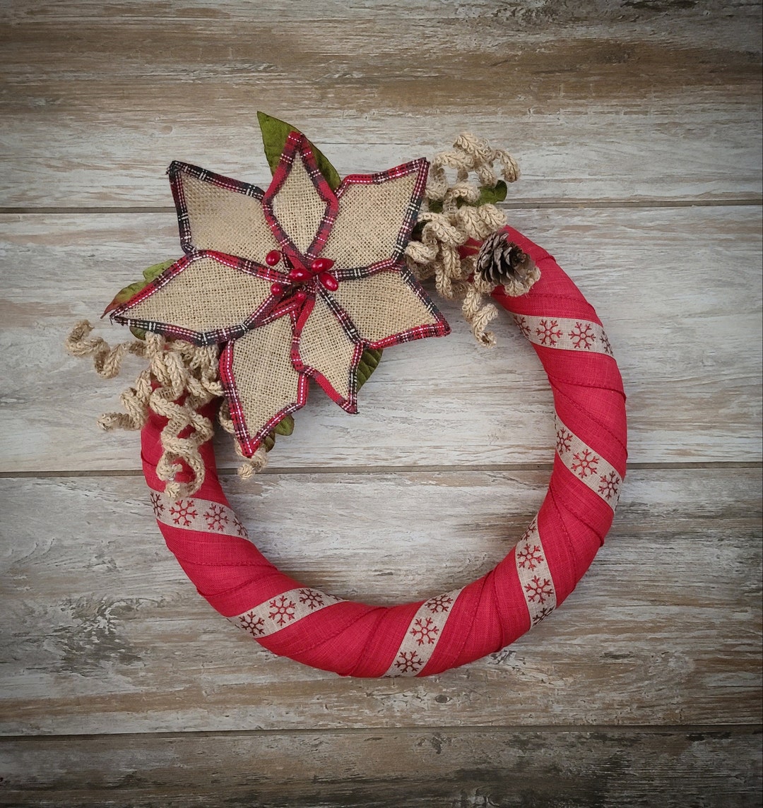 Rustic Burlap Christmas Wreath. - Etsy