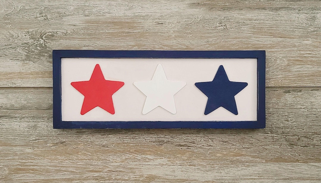 Rustic Framed Red, White and Blue Stars. - Etsy