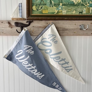 Custom Linen Wedding Pennant Flag: Personalized Nautical Decor ...