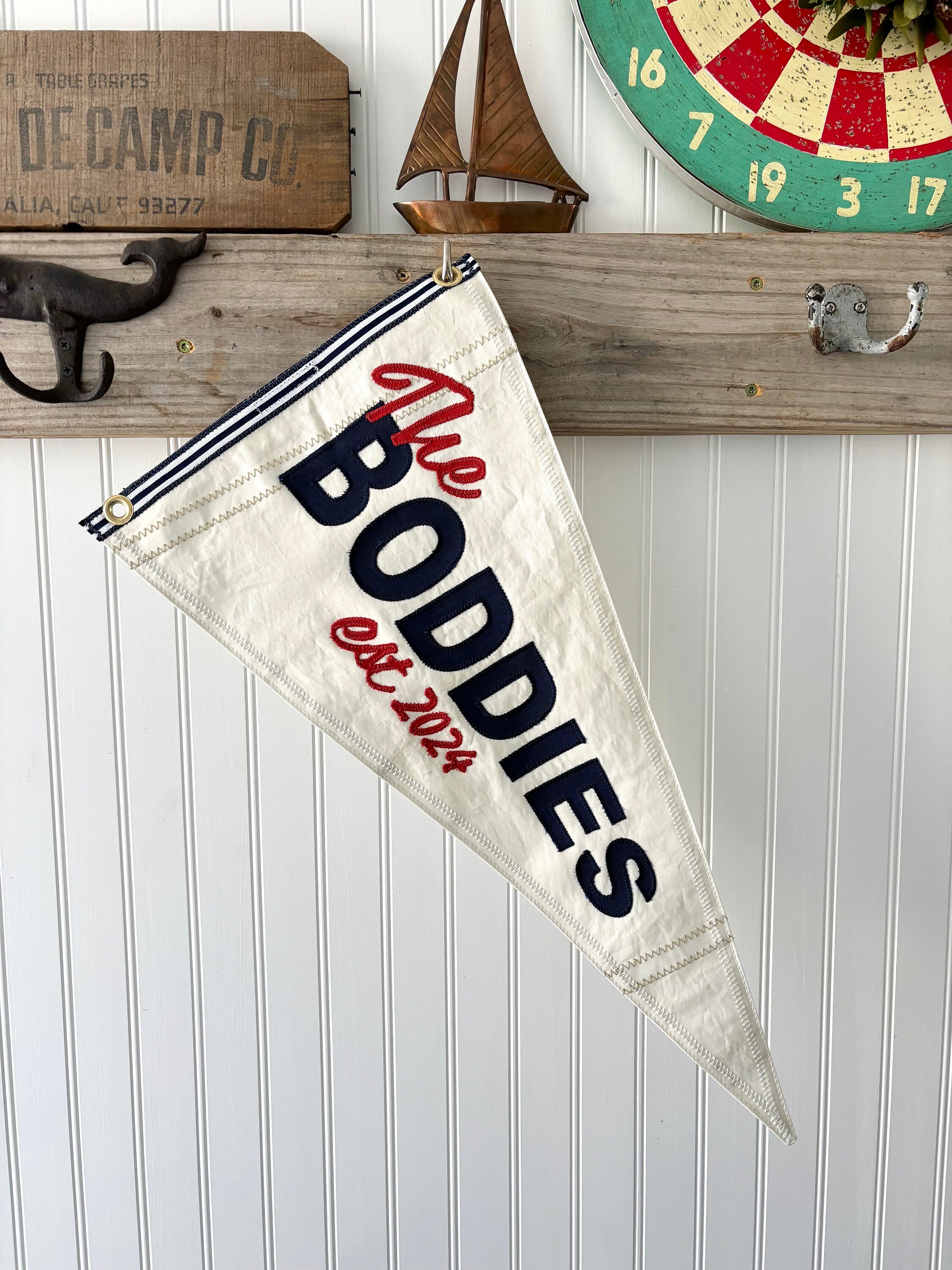 Custom Wedding Boat Pennant: Upcycled Sailcloth Nautical Decor - Etsy