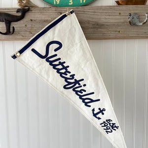 Custom Wedding Boat Pennant: Upcycled Sailcloth Nautical Decor - Etsy