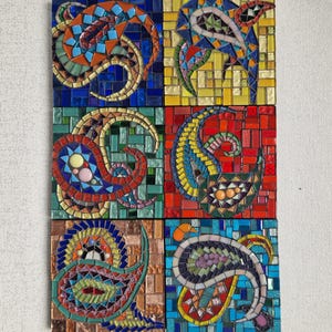 Paisley Mosaic Art, Mosaic Wall Art, Retro Funky Art, Hippie Festival ...