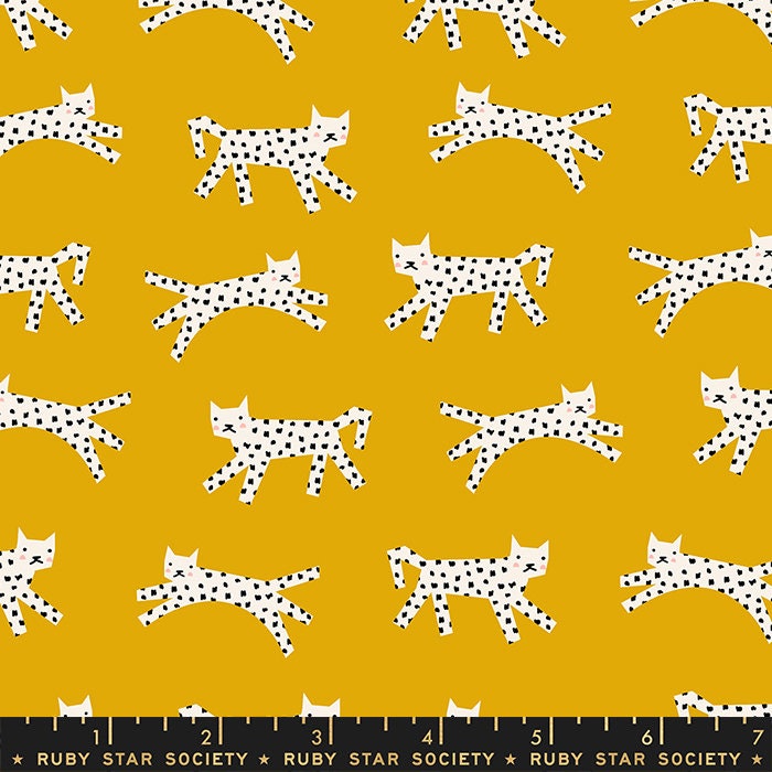 Darlings 2 by Ruby Star Society -- Fat Quarter of Cats in Goldenrod ...
