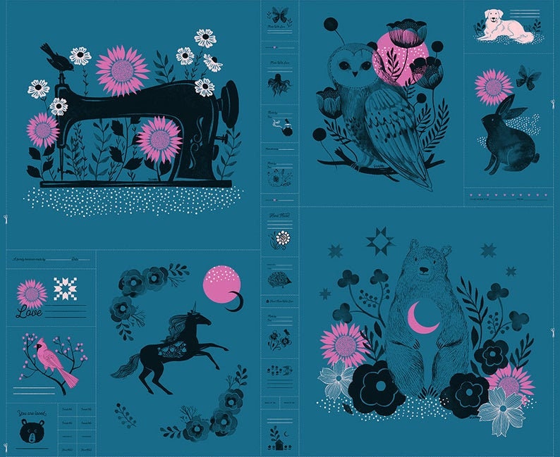 Crescent and Brushed -- Ruby Star Society Fabric, Panel RS2001-12 Teal ...