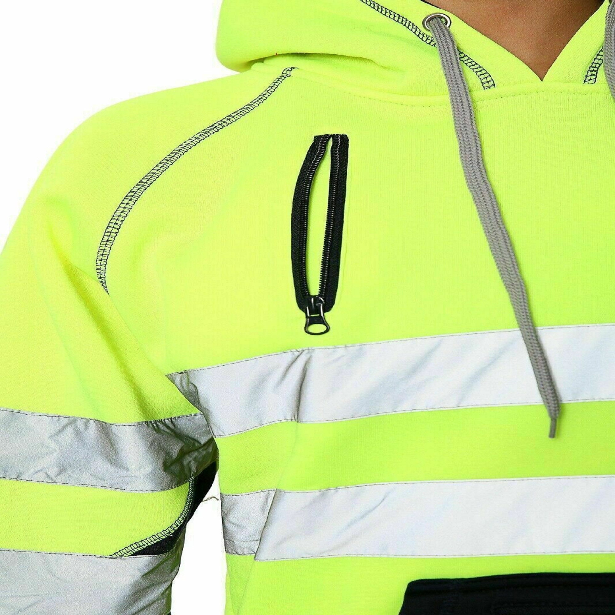 Men High Visibility Jacket 3 Zips Mens Zipper Hoodie Work Hooded Sweatshirts Top - Etsy UK