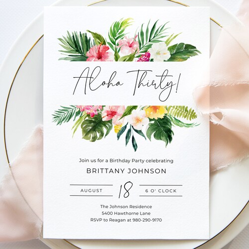Editable Luau Birthday Invitation Hawaiian Aloha Birthday - Etsy