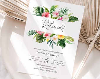 Printable Tropical Retirement Party Invitation Template - Etsy