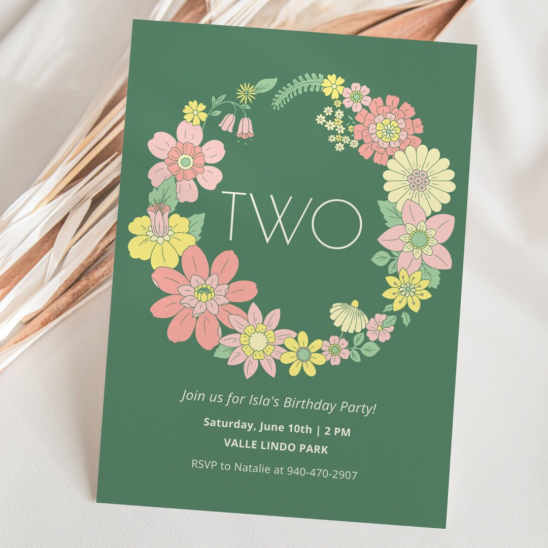 Retro Floral Birthday Party Invitation, Pastel Daisy Birthday Invite ...