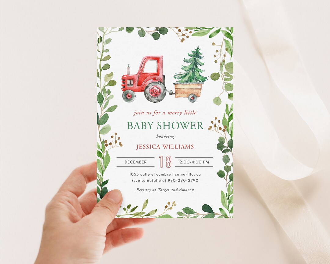 Merry Little Baby Shower Christmas Invite, December Baby Shower ...
