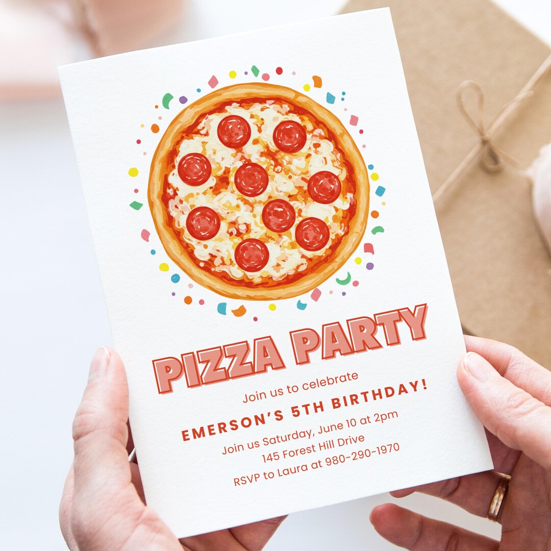 Pizza Party Invite Canva Template, Editable Birthday Invitation, Fun ...