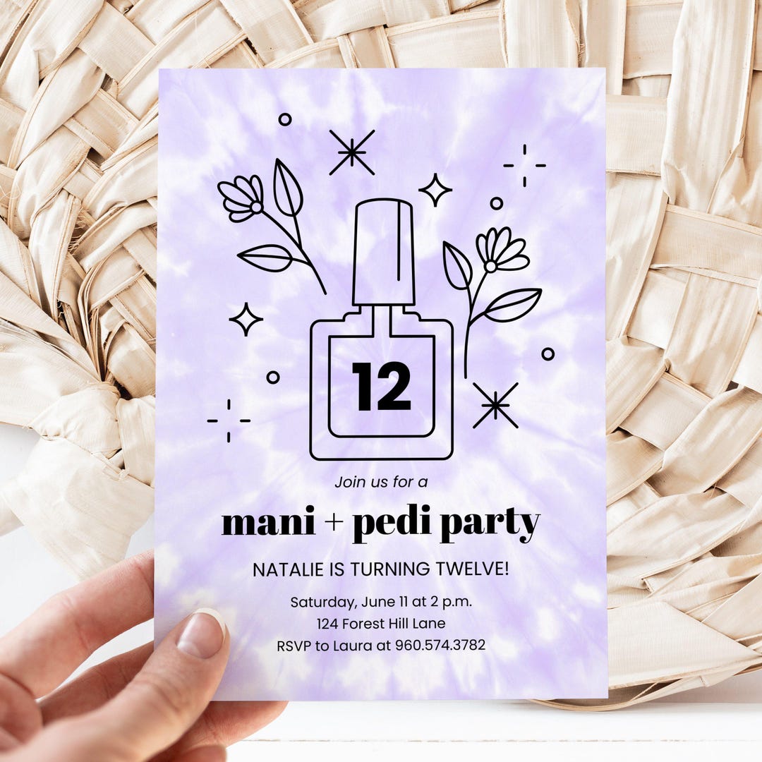 Mani Pedi Party Canva Invite Template, Nail Polish Birthday Invitation ...