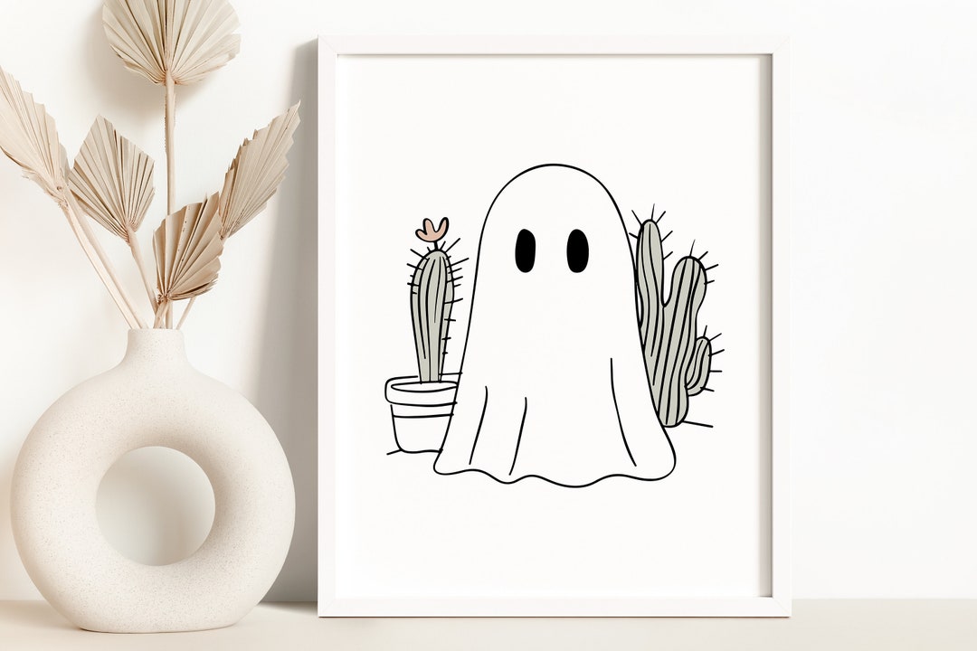 Süßer Retro Geist mit Kaktus Print Boho Linie Art Doodle Niedliches ...