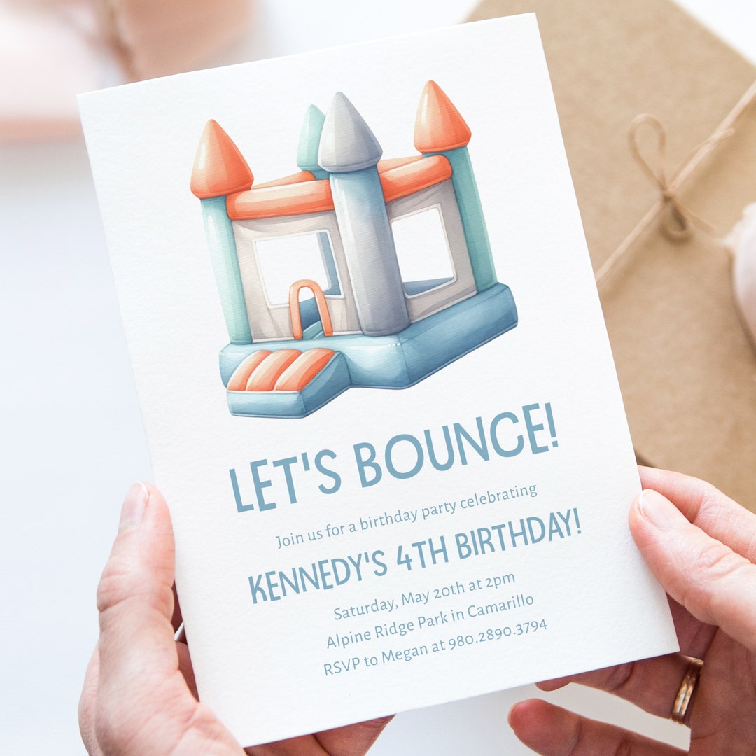 Bounce House Birthday Party Invitation Template, Printable Editable ...