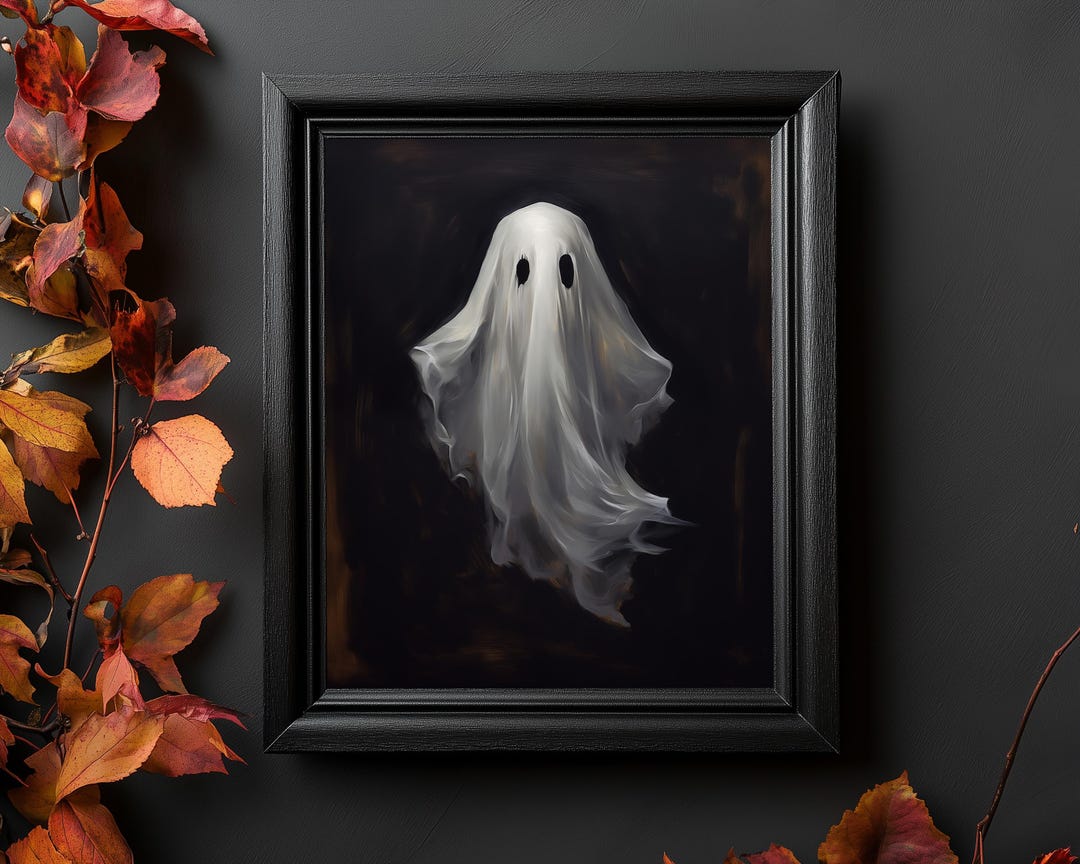 Ghost Painting PRINTABLE Art Print, Halloween Home Decor, Abstract Cute ...