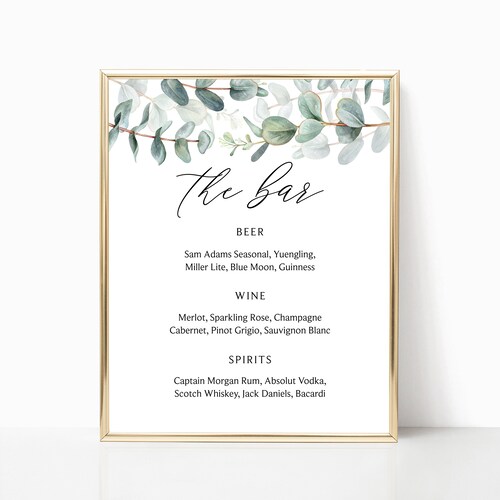 Wedding Beer and Wine Menu Printable Wine List Menu Beer | Etsy