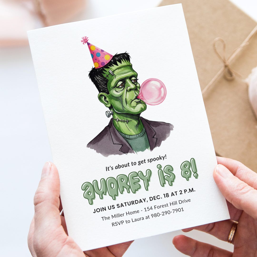 Monster Birthday Canva Invite Template, Spooky Party Invite ...