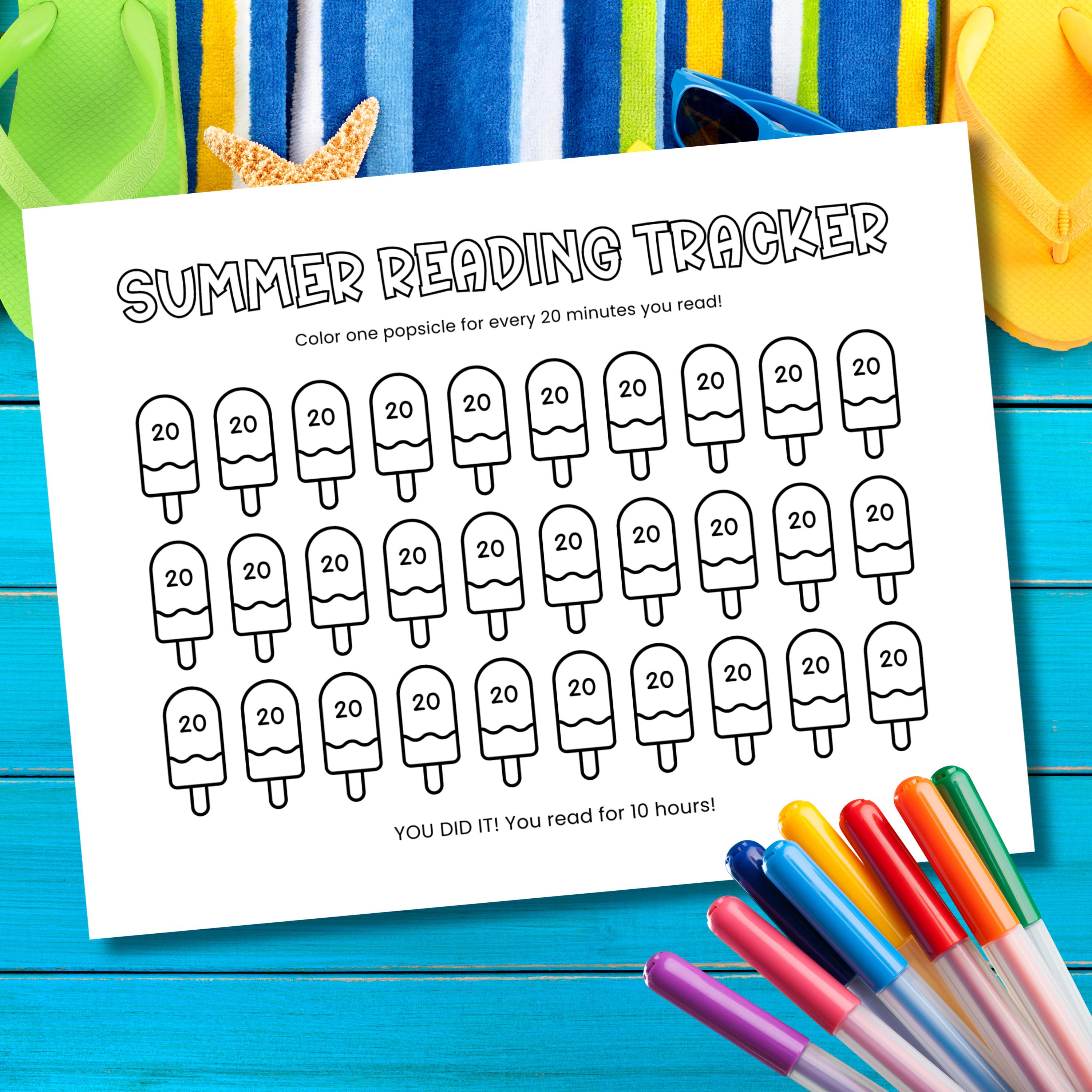 Digital Summer Reading Tracker Printable PDF, Kids Reading Chart ...