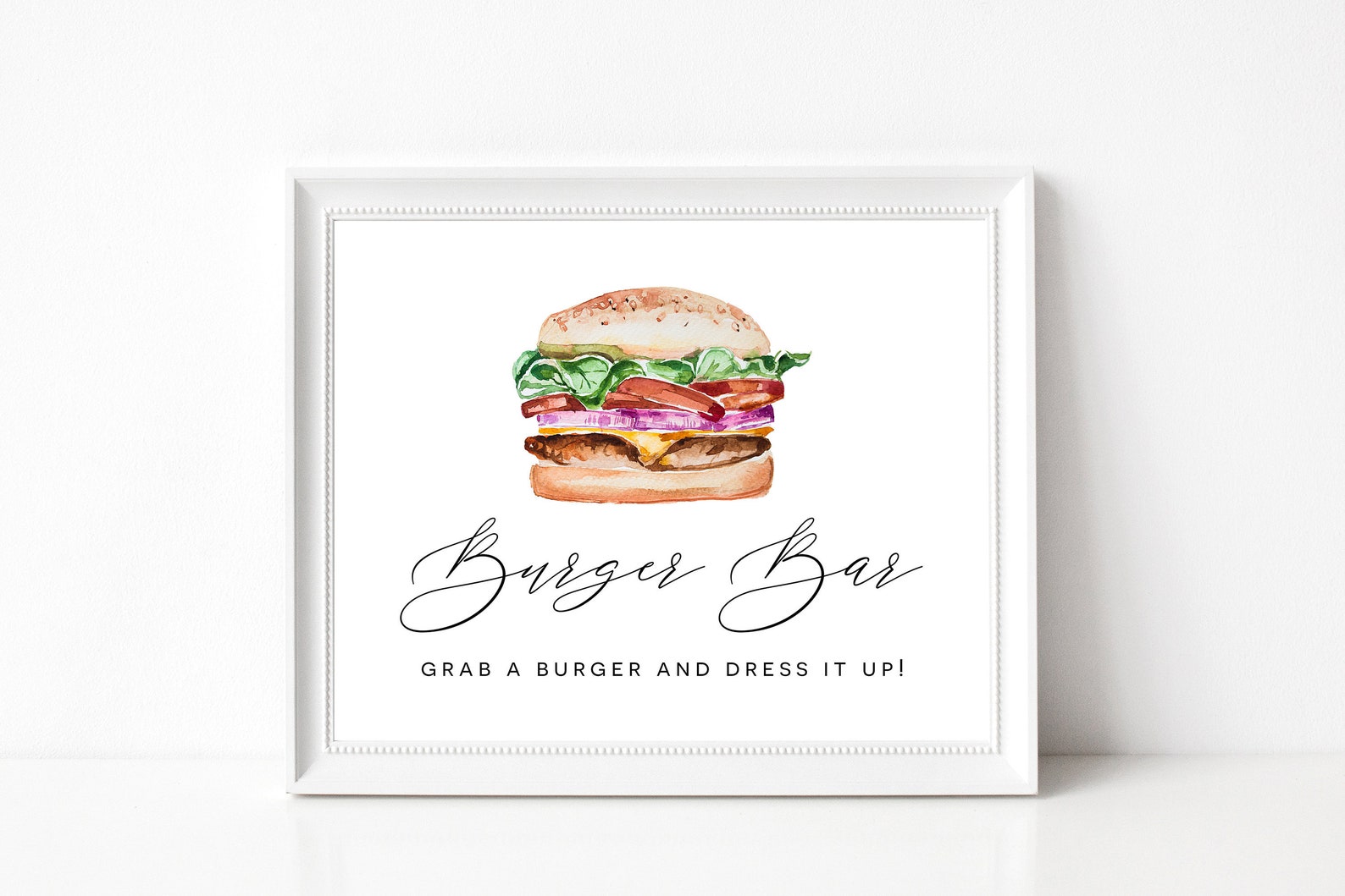 Burger Bar Station 8x10 PRINTABLE Party Sign Baby Barbecue - Etsy