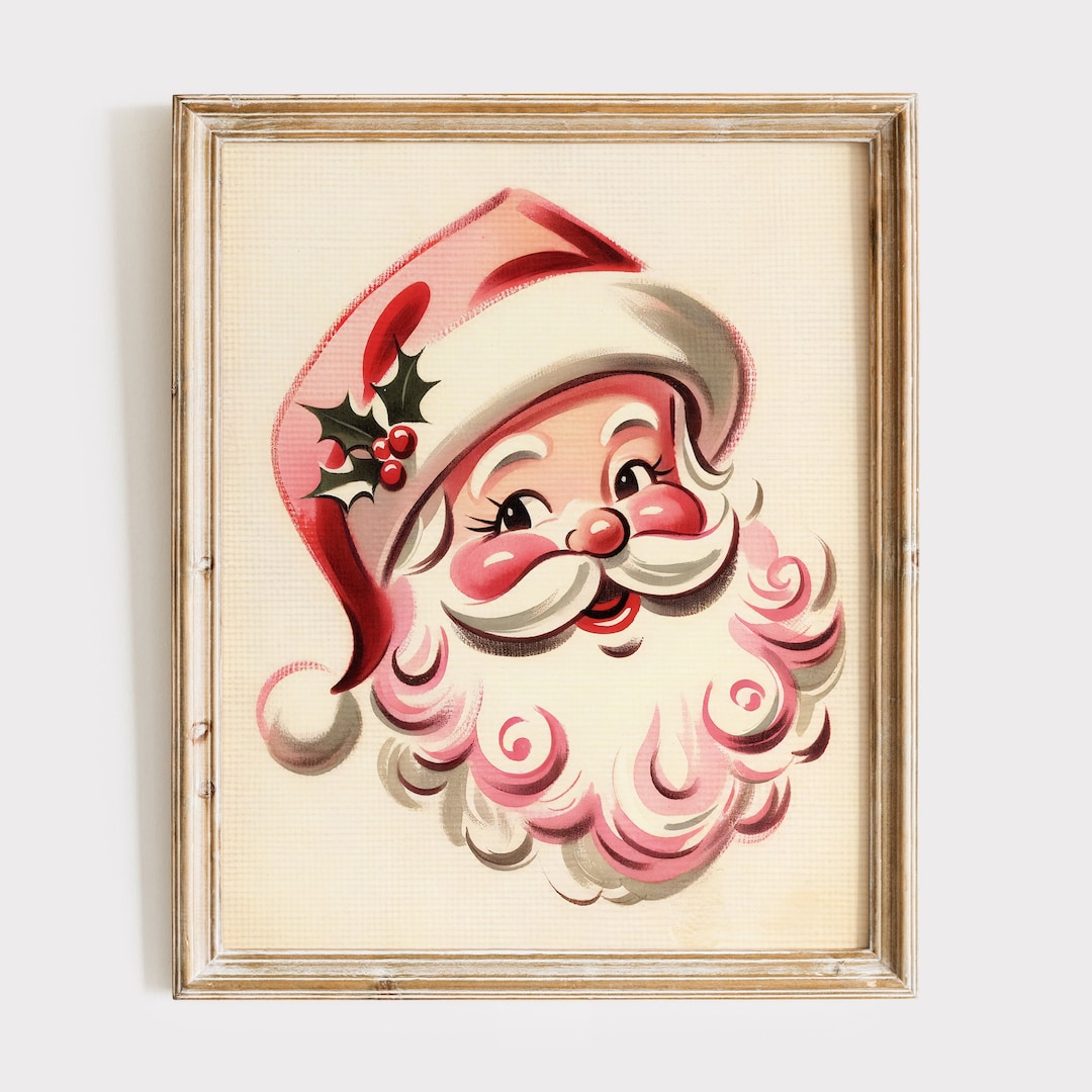 1950s Retro Santa Claus Print, Printable Art Print, Retro Christmas ...
