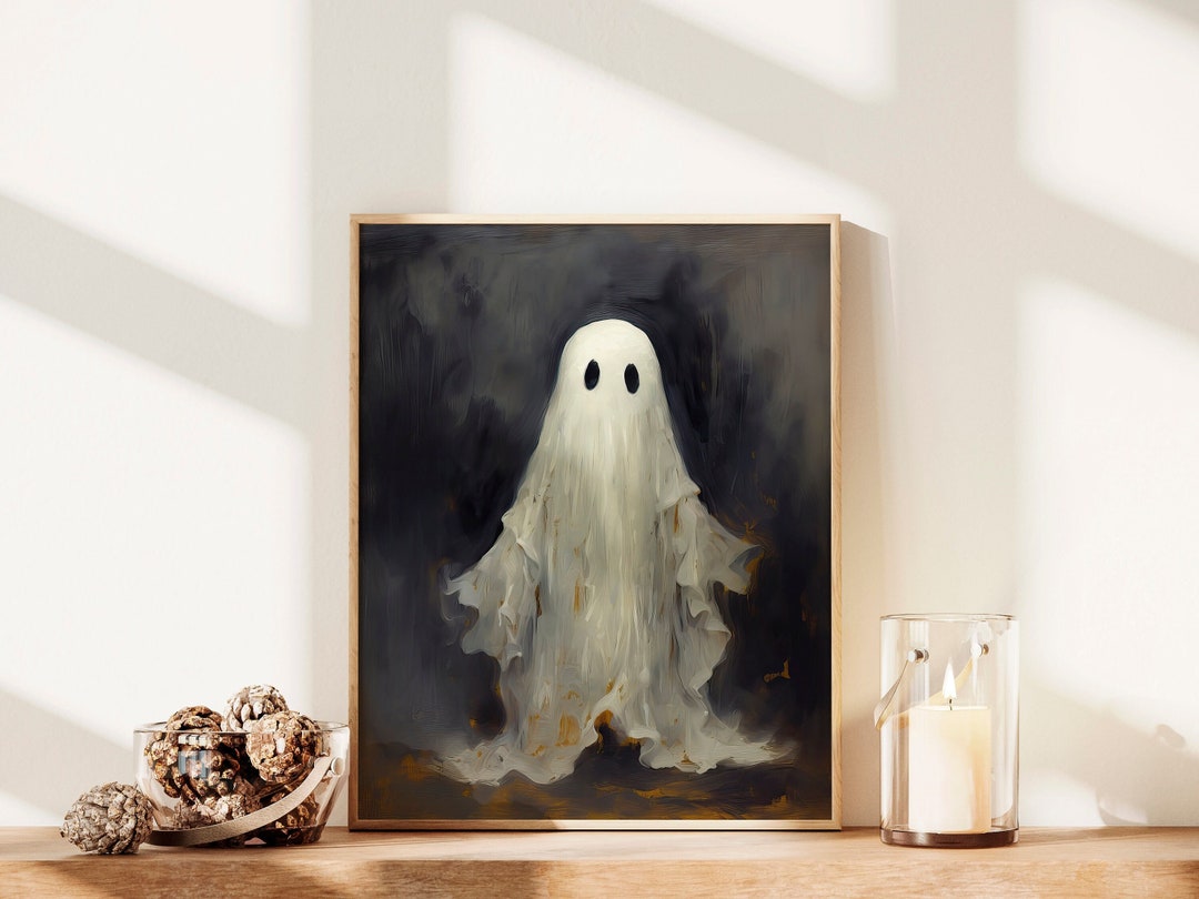 Ghost Painting PRINTABLE Art Print, Halloween Home Decor, Abstract Cute ...
