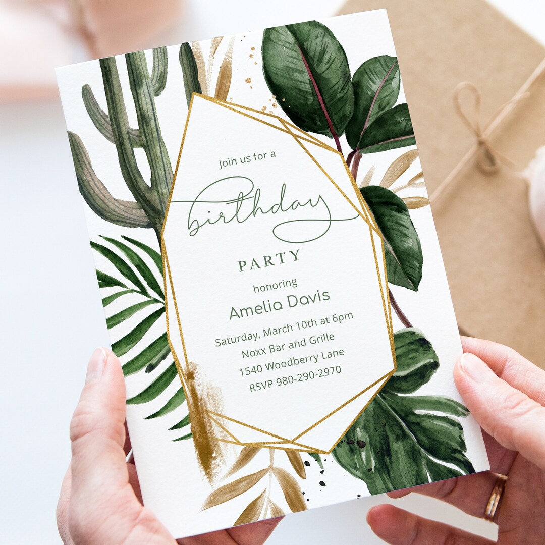 Boho Cactus Birthday Invitation Template Printable Editable Digital ...