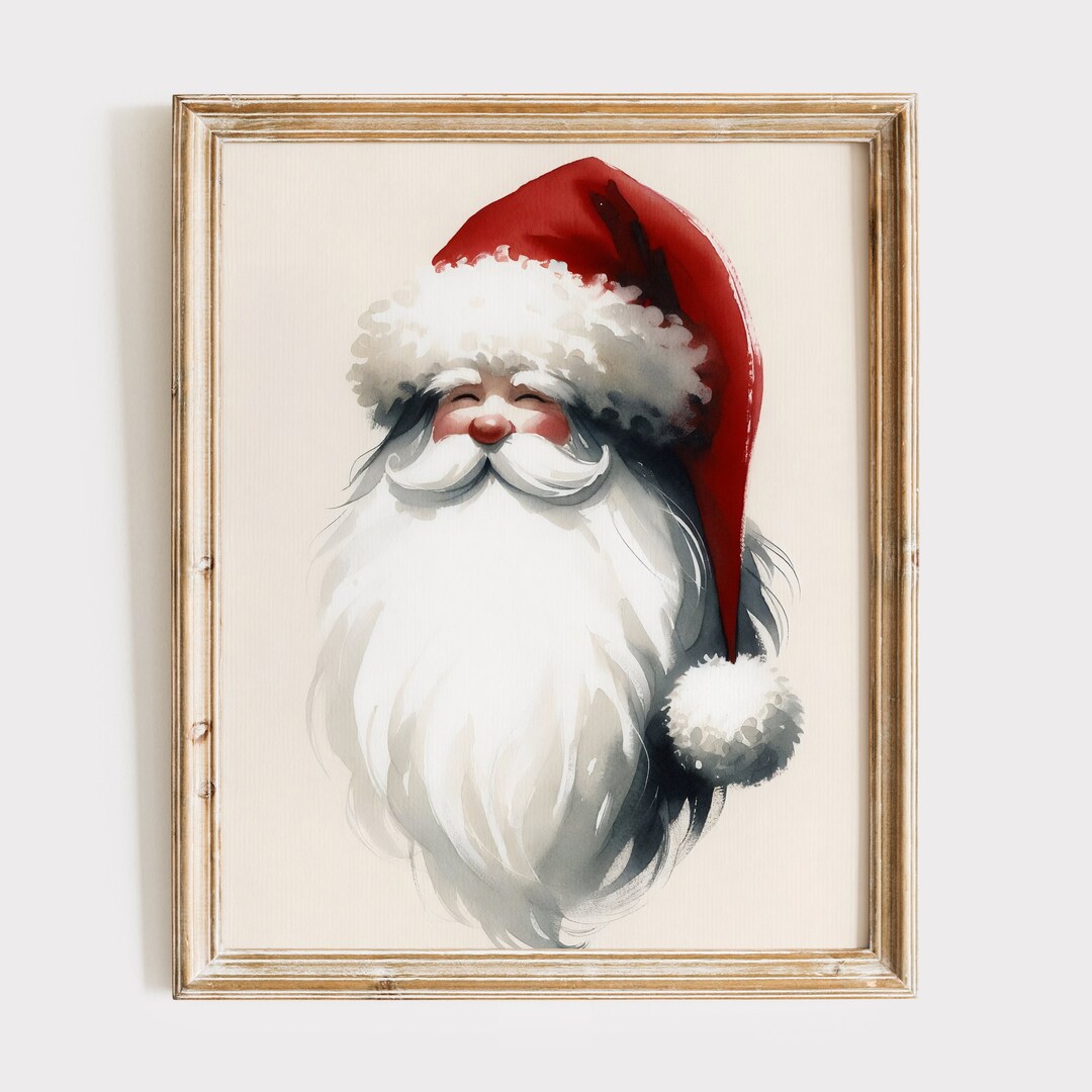 Watercolor Santa Print, Watercolor Christmas Wall Art Decor ...