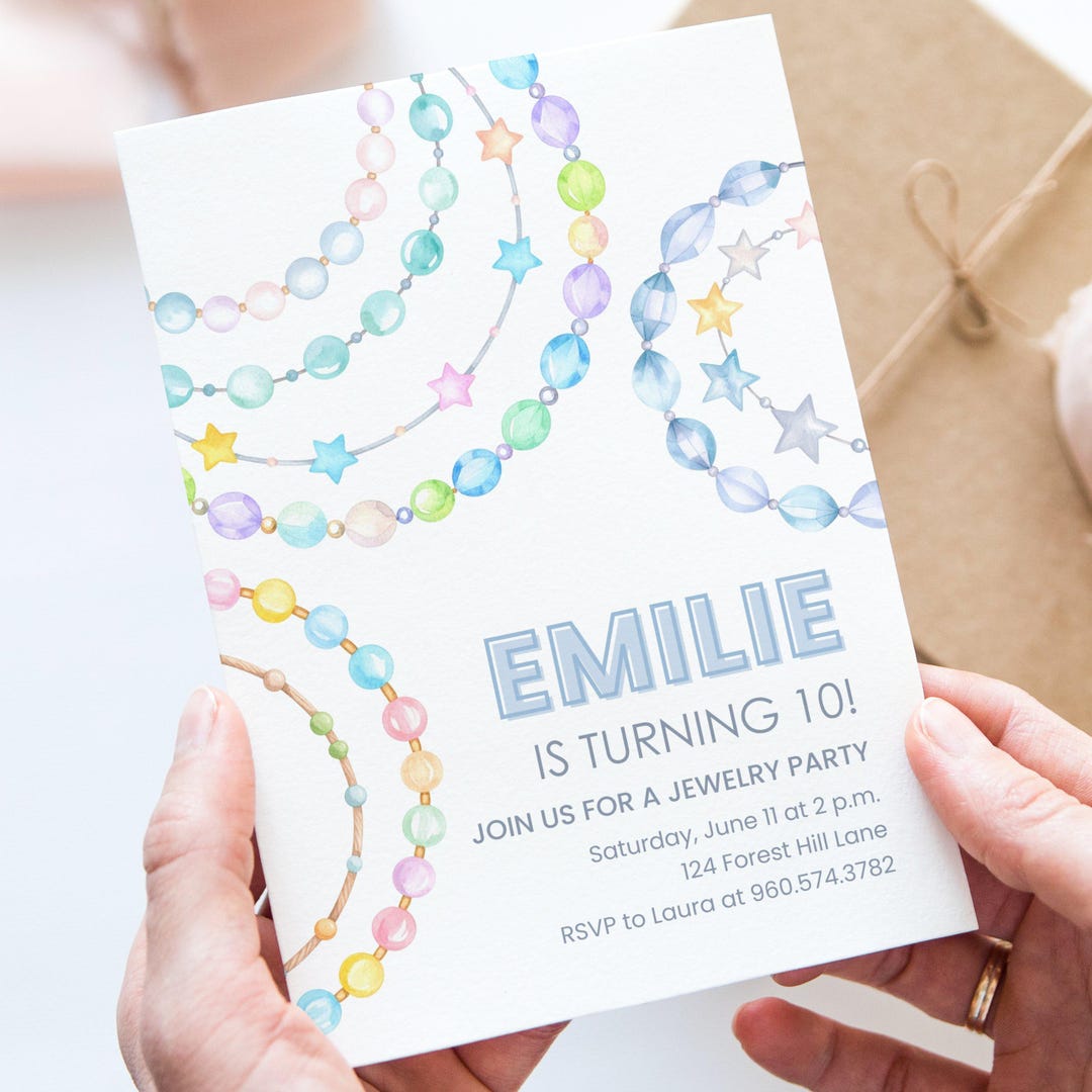 Jewelry Party Canva Invite Template, Pastel Beads Invitation, Girls ...