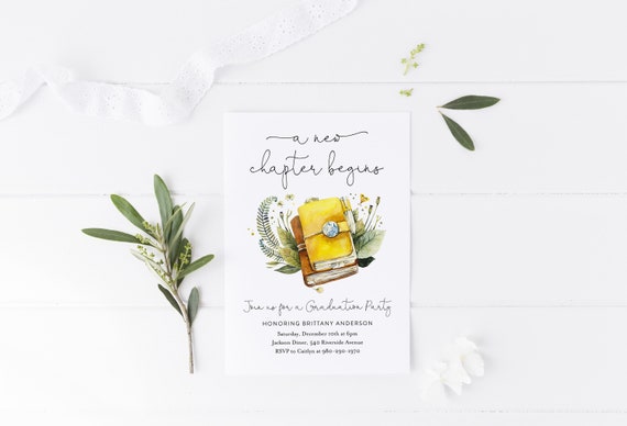 A New Chapter Begins Graduation Party Invitation Template - Etsy