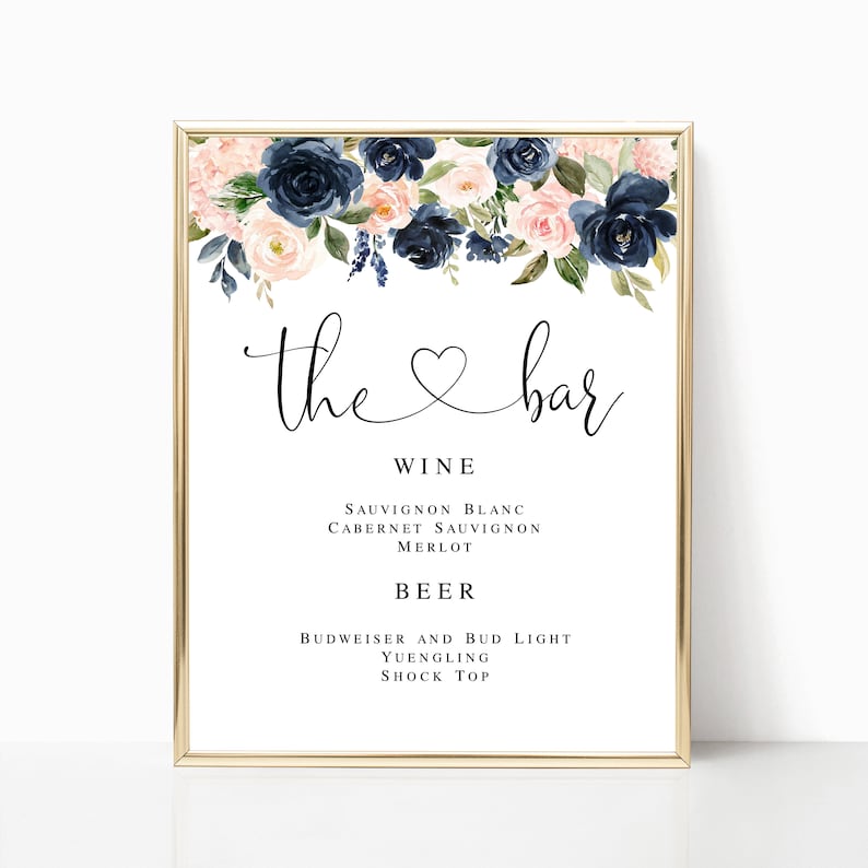 Editable Wedding Bar Menu 8x10 Small Bar List Template DIY | Etsy