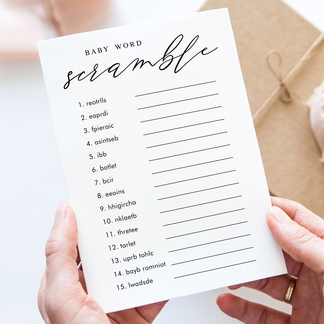 Baby Word Scramble Game Baby Word Guessing Game Baby Items Game Baby ...