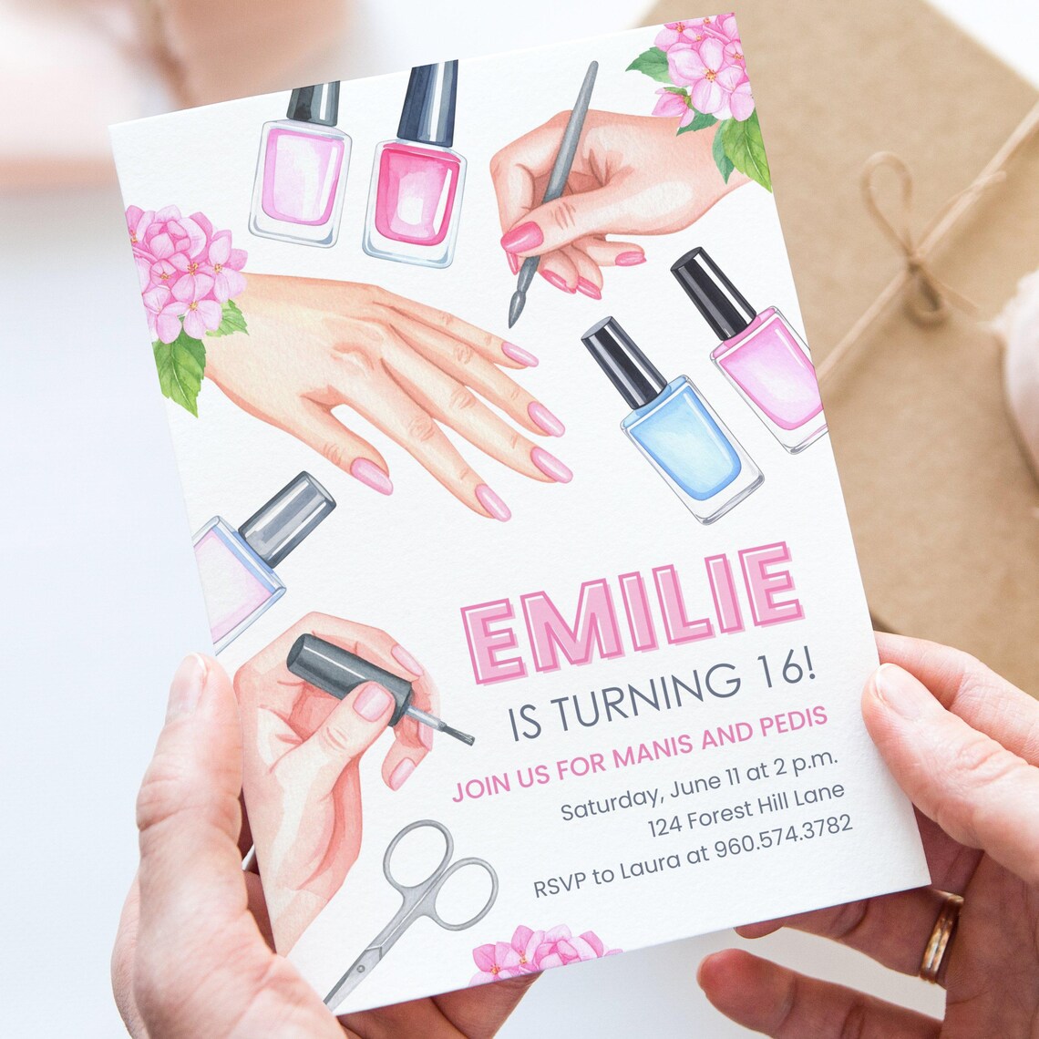 Nail Salon Canva Invite Template, Spa Birthday Invitation, Manicure ...