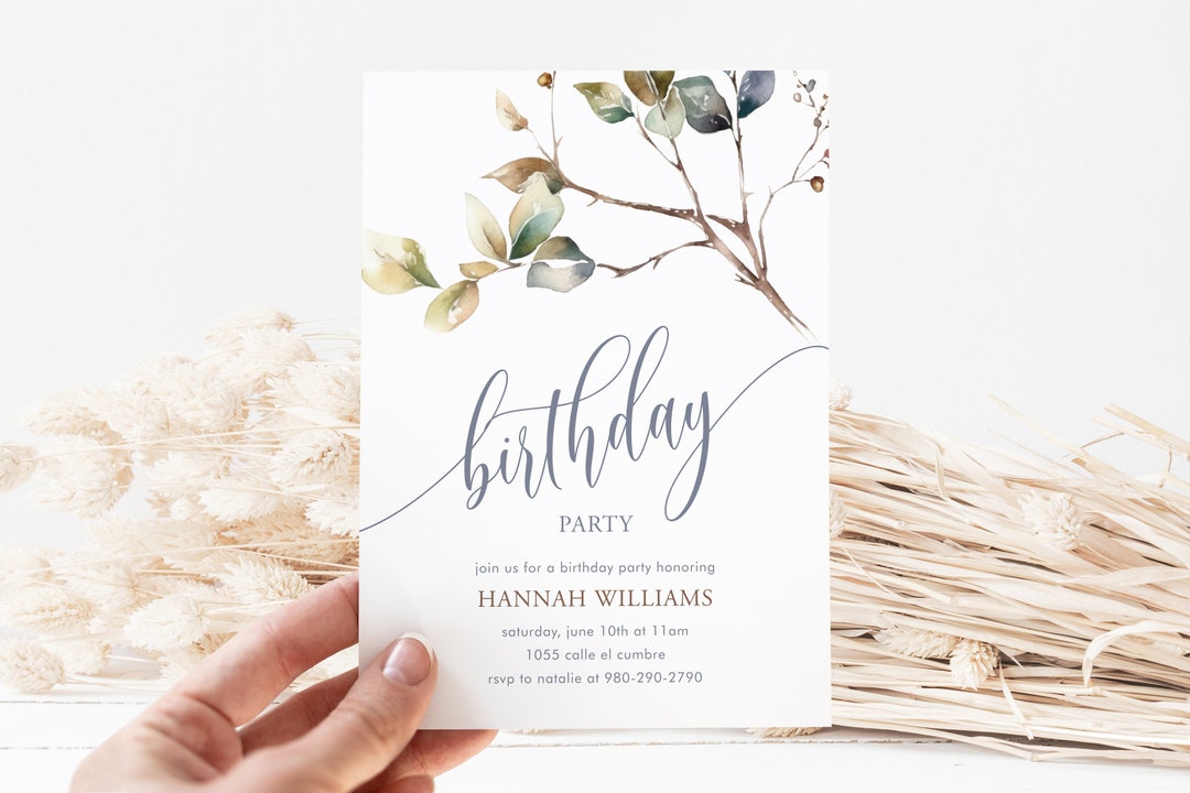Warm Floral Birthday Party Invitation Template Printable - Etsy