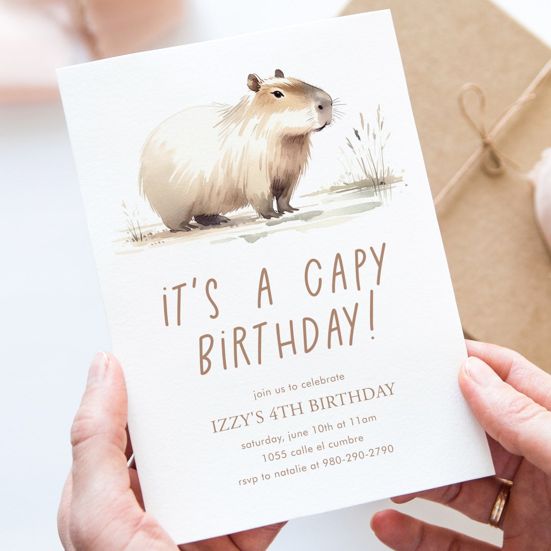 Capybara Birthday Invitation Template, Printable Editable Invite, CORJL ...