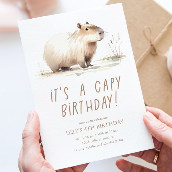 Capybara Birthday Invitation Template - Etsy