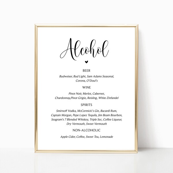Alcohol Wedding Sign - Etsy