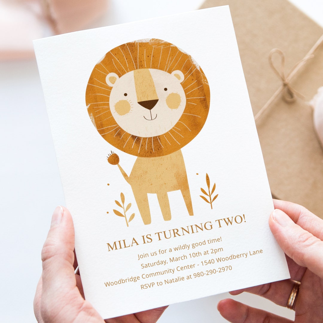 Lion Birthday Invitation Template Kids Printable Birthday Invite ...
