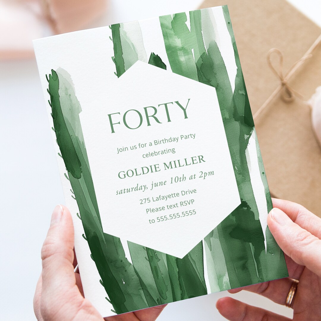 Cactus Birthday Party Invitation Template, Printable Editable CORJL ...