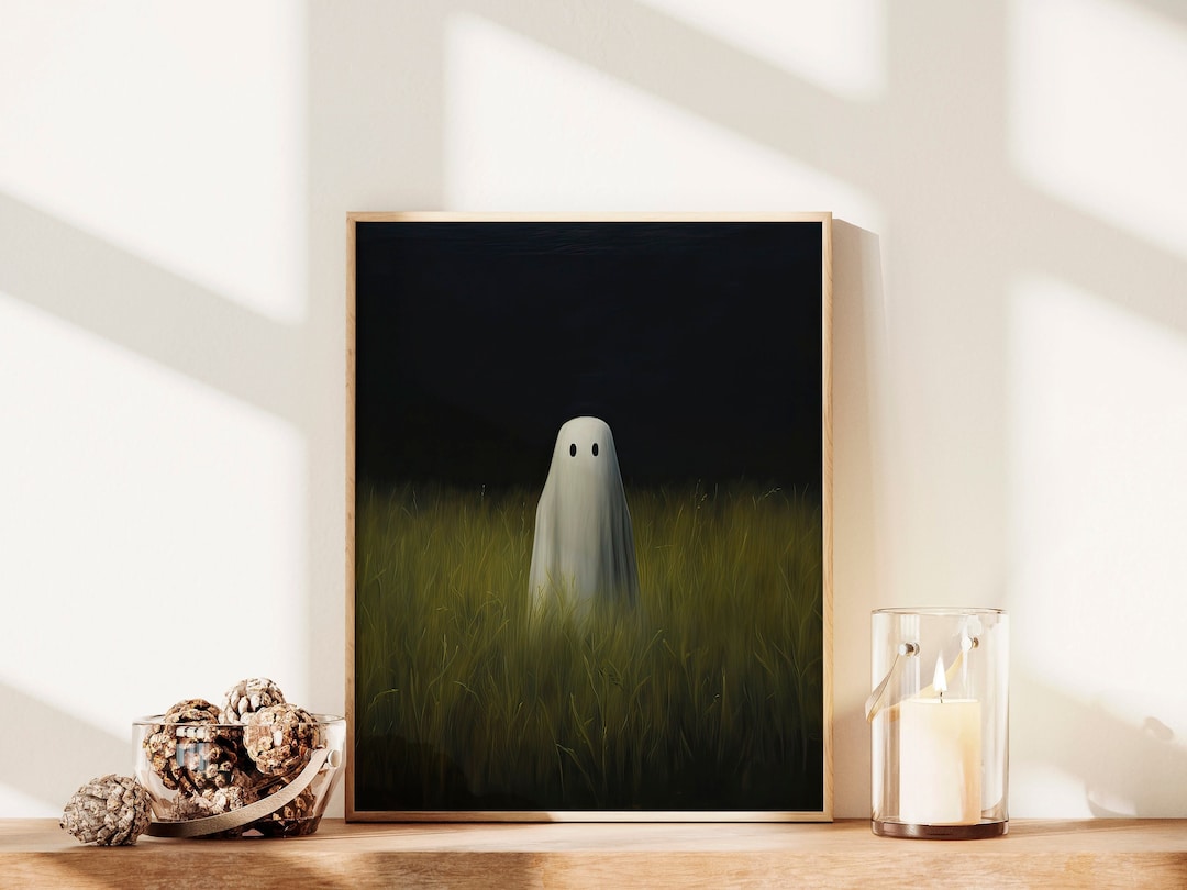 Ghost in a Field Painting, Printable Wall Art, Printable Halloween ...