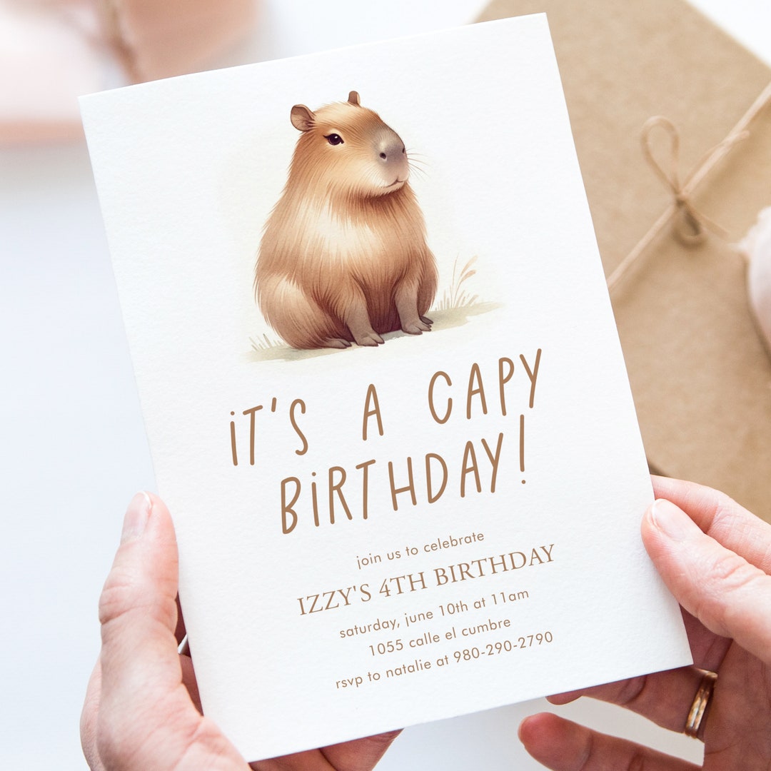 Capybara Birthday Invitation Template, Printable Editable Invite, CORJL ...