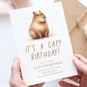 Capybara Birthday Invitation Template, Printable Editable Invite, CORJL ...
