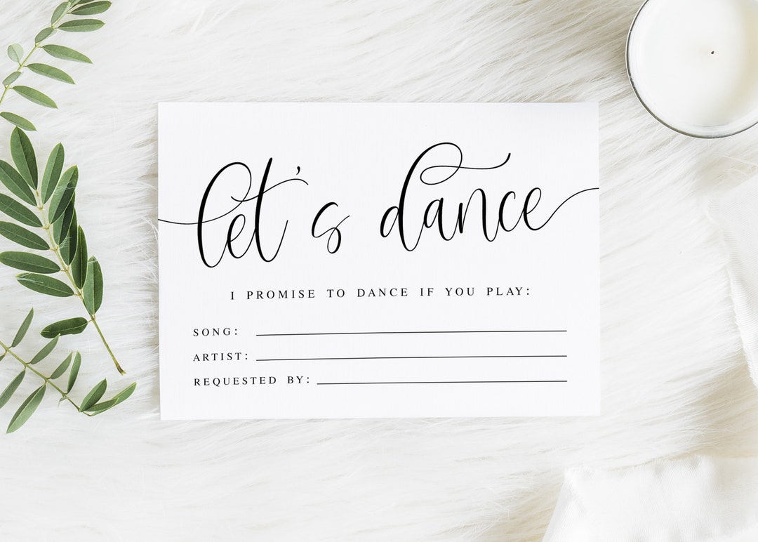 Wedding Song Request Cards Printable 3.5x5 Let's Dance, I Promise to ...