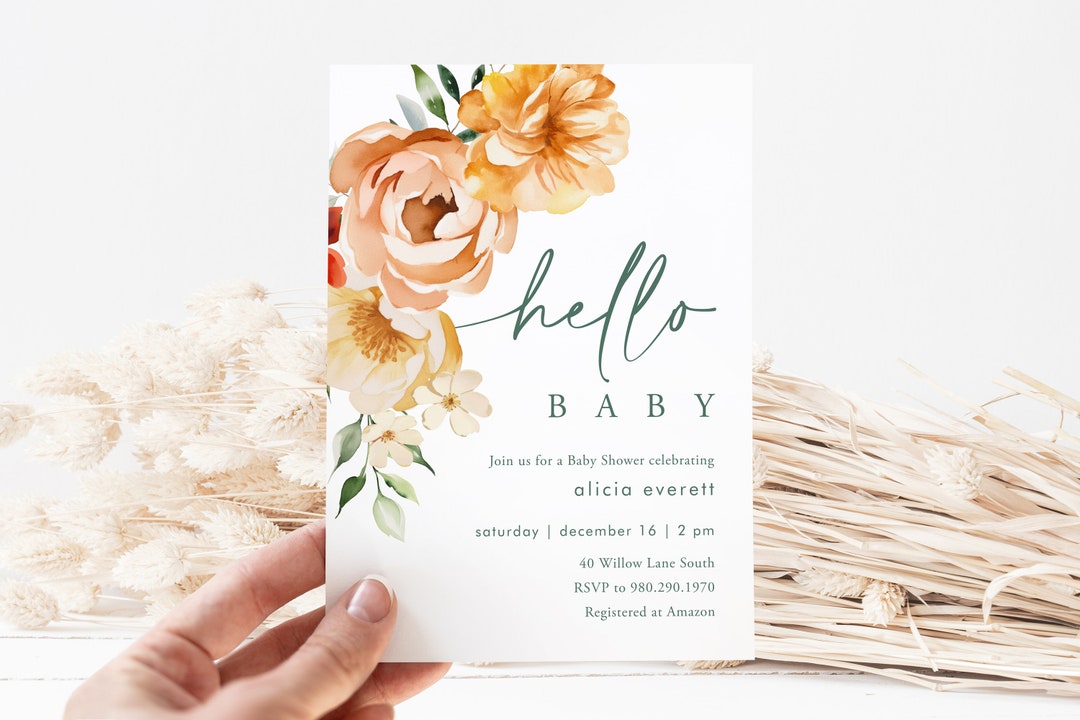Yellow Peony Baby Shower Invitation Template Printable - Etsy