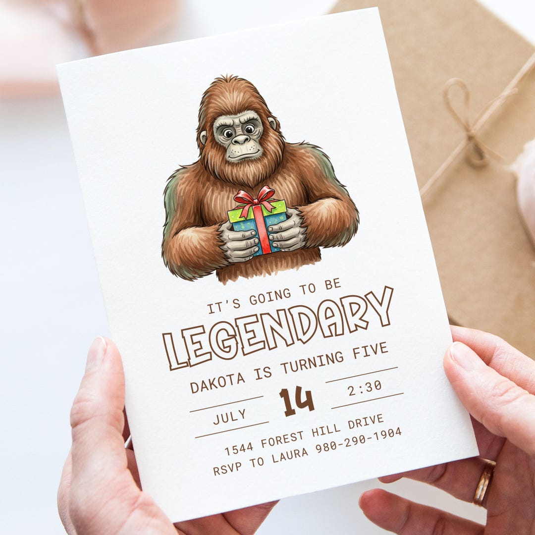 Bigfoot Birthday Canva Invite Template, Legendary Party Theme, Editable ...