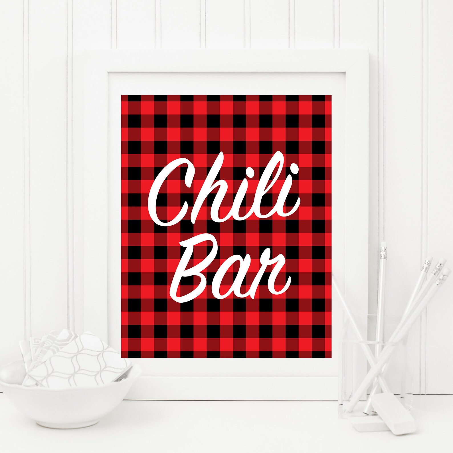 Chili Bar Party Sign 8x10 Printable Red and Black Buffalo - Etsy