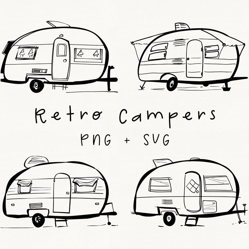 Retro Camper Clipart - Etsy