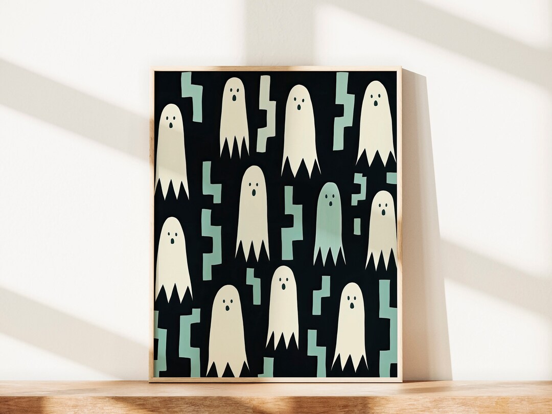 Cute Ghost Pattern Halloween Printable Art Print Digital - Etsy
