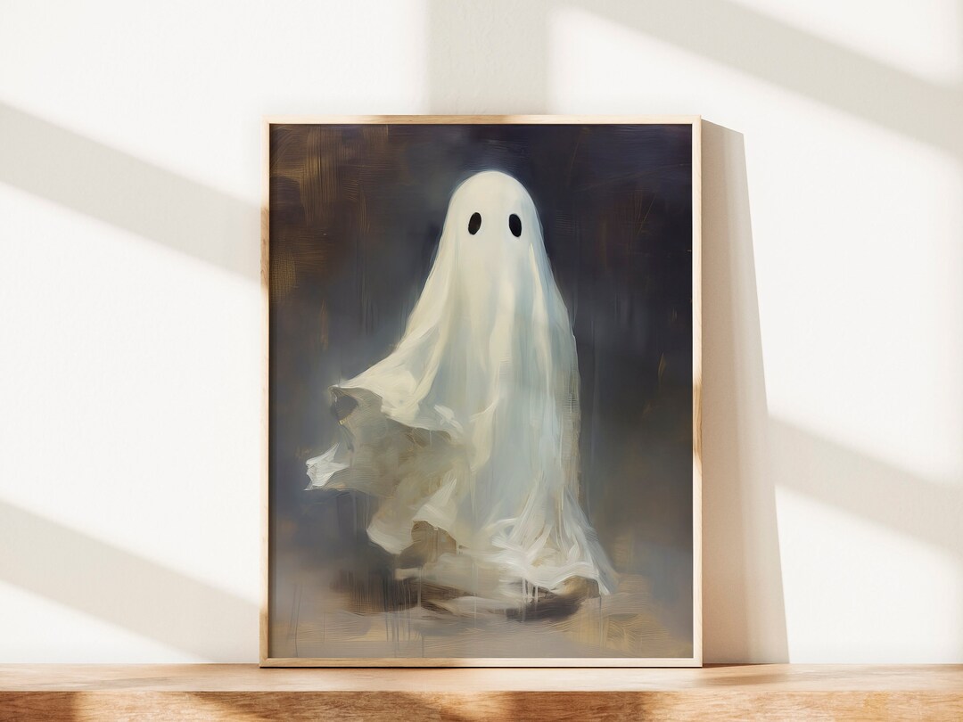 Ghost Painting PRINTABLE Art Print, Halloween Home Decor, Abstract Cute ...
